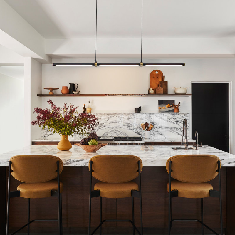 Ebern Designs Ailah 3 - Light Matte Black LED Kitchen Island Pendant & Reviews | Wayfair